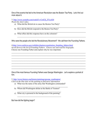 American Revolution Webquest | PDF