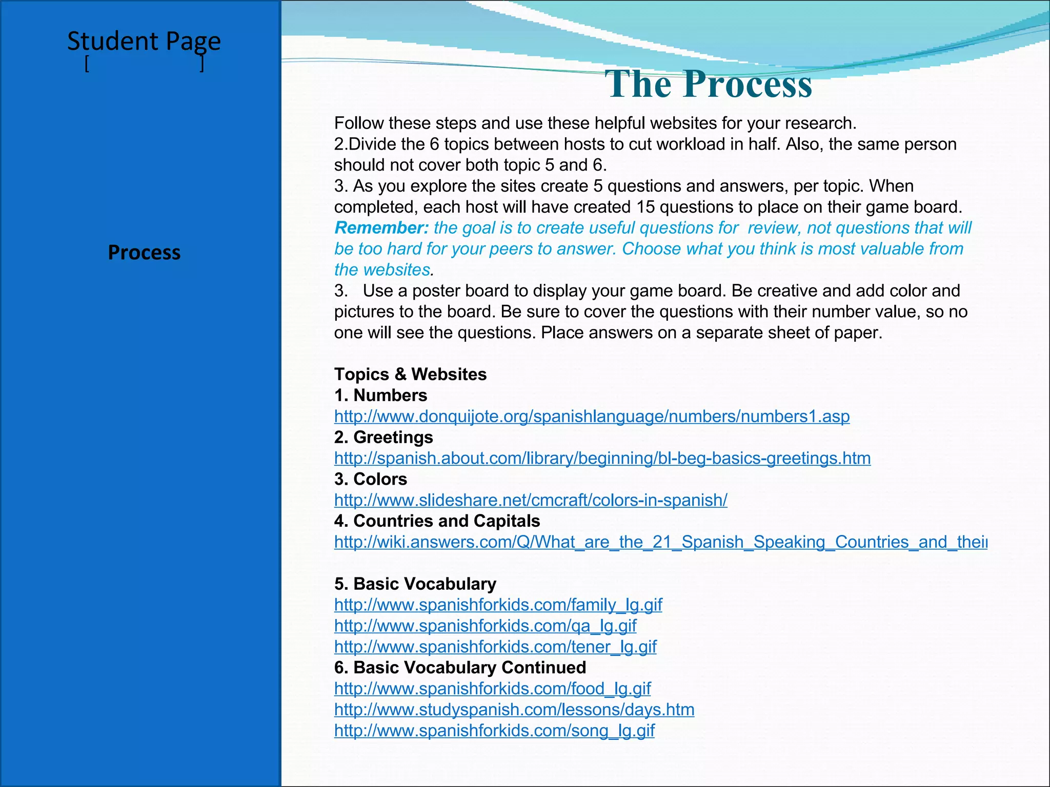 Jeopardy en Espanol WebQuest | PPT