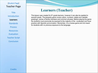 Jeopardy en Espanol WebQuest | PPT