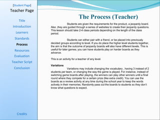 Jeopardy en Espanol WebQuest | PPT