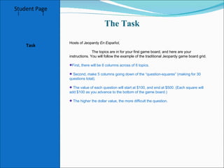 Jeopardy en Espanol WebQuest | PPT