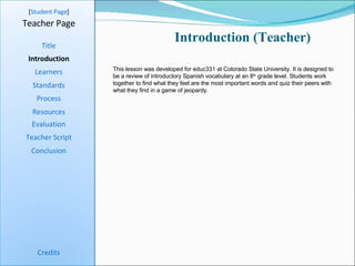 Jeopardy en Espanol WebQuest | PPT