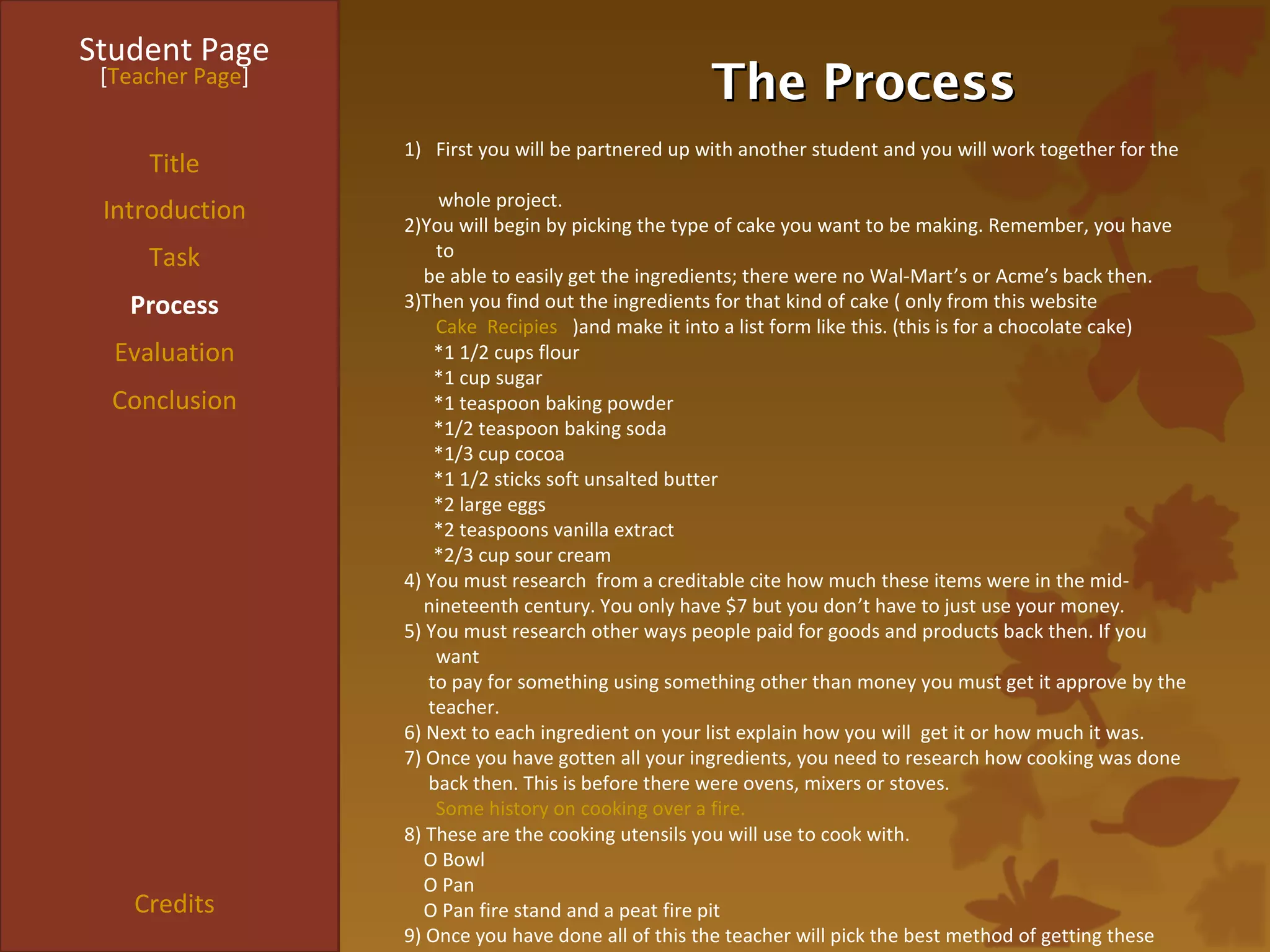 Webquest | PPT | Desserts and Baking | Food & Drink
