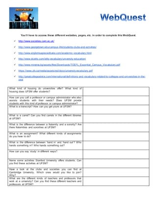 e-3D Vocabulary WebQuest | PDF