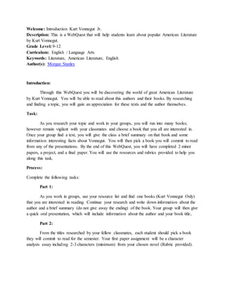 Webquest amercian lit | PDF