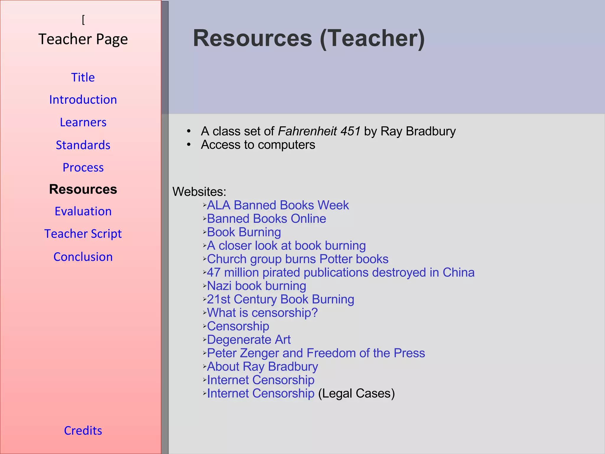 Fahrenheit 451 WebQuest | PPT