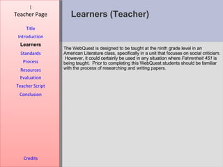 Fahrenheit 451 WebQuest | PPT