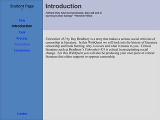 Fahrenheit 451 WebQuest | PPT
