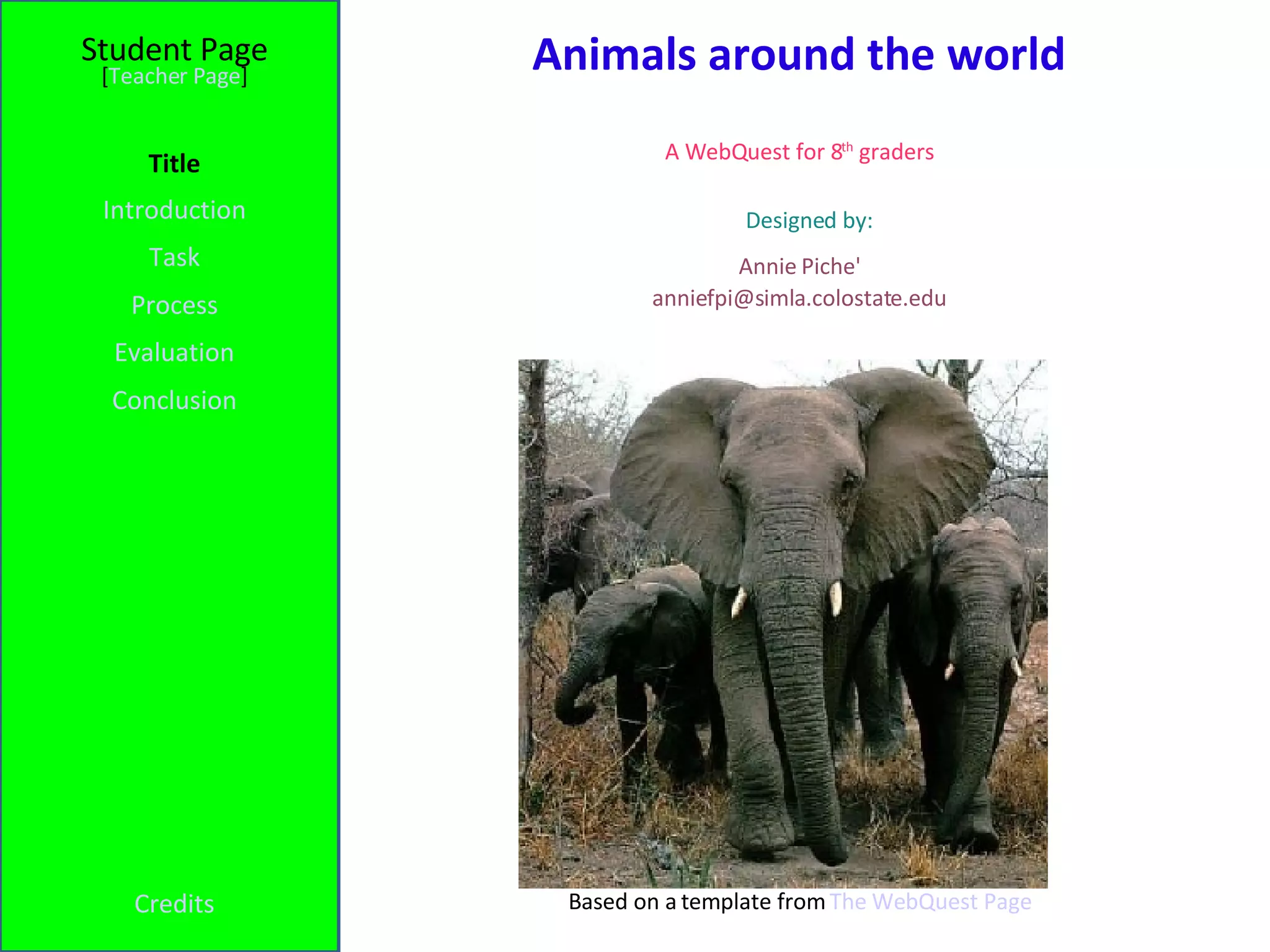 Webquest for endangered species | PPT