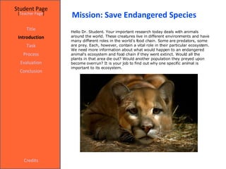 Webquest for endangered species | PPT | Environment | Science