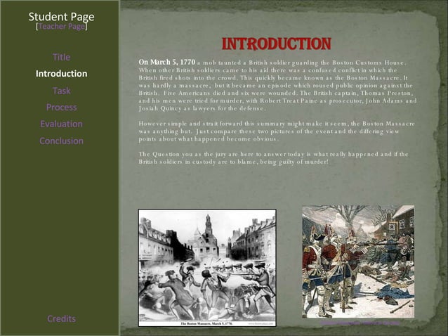 Boston Massacre Webquest Project | PPT