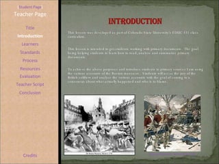 Boston Massacre Webquest Project | PPT
