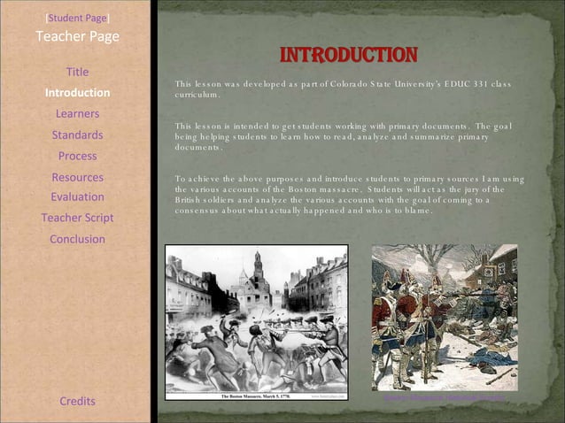 Boston Massacre Webquest Project | PPT
