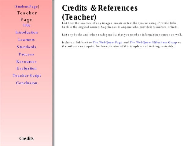 WebQuest Template | PPT | Educational Assessment | Education