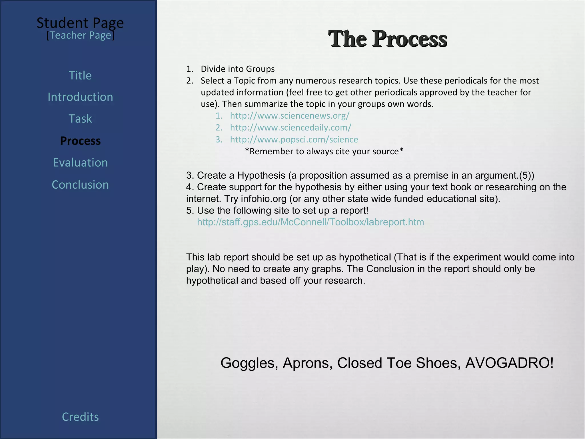 Webquest: Science Experiment | PPT | Chemistry | Science