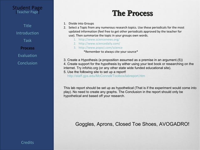 Webquest: Science Experiment | PPT | Chemistry | Science