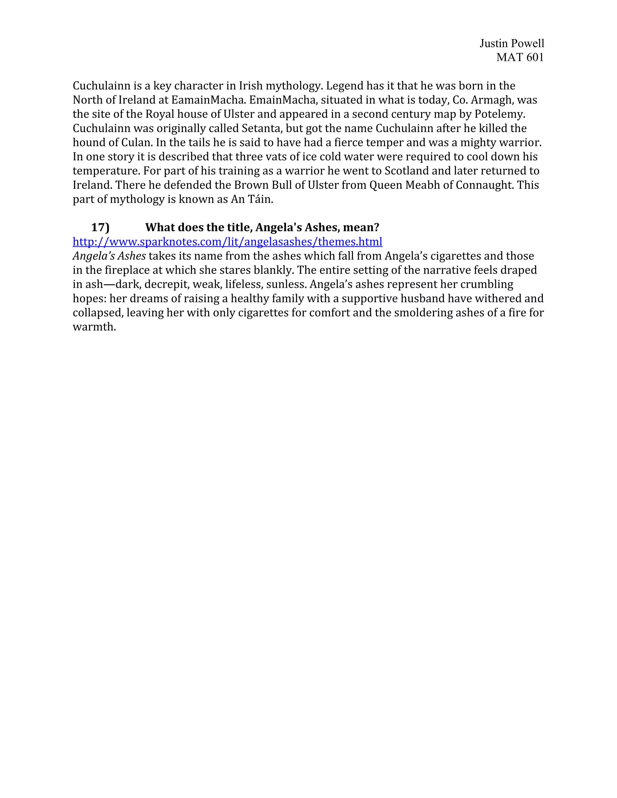 Webquest Angelas Ashes plus Answers | DOCX