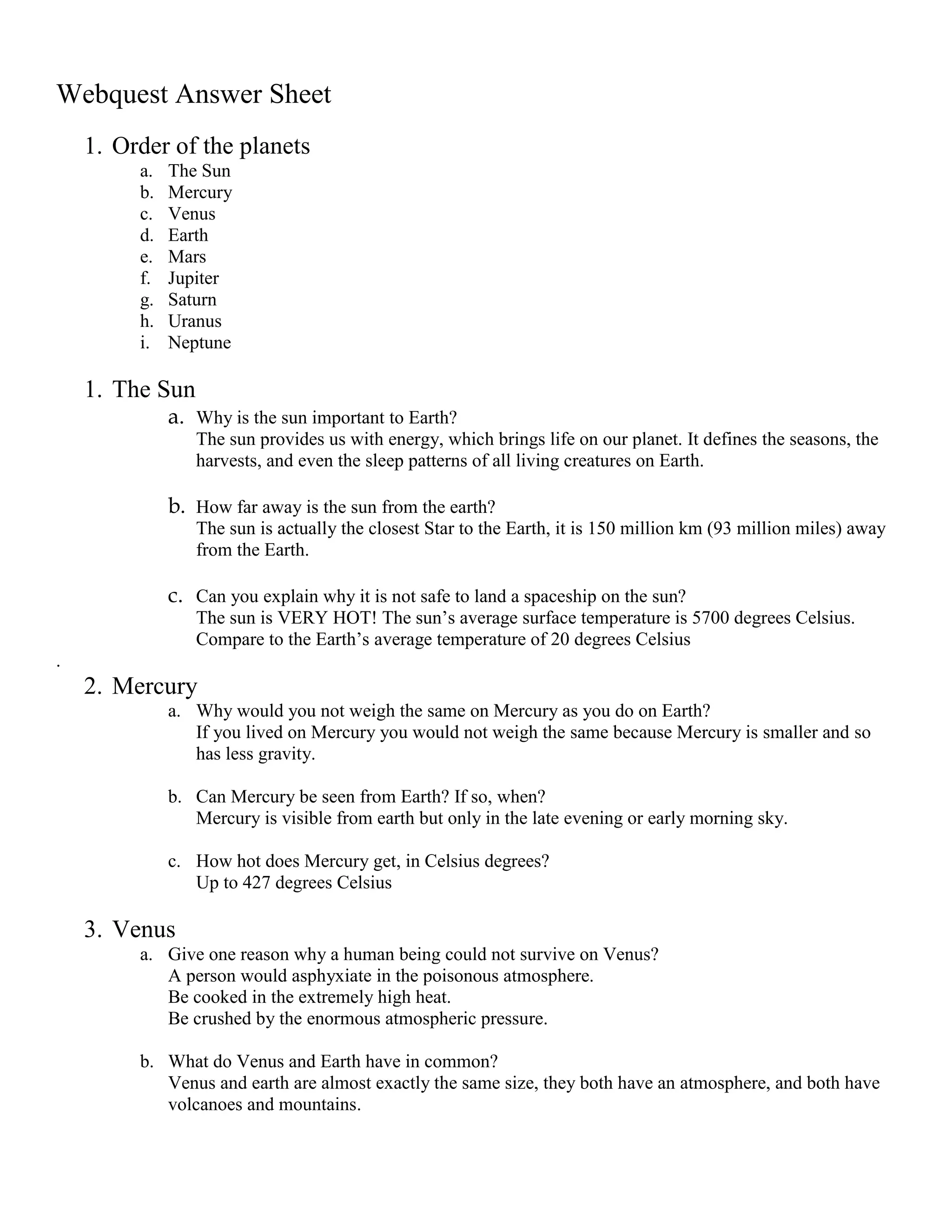 Webquest assignment | PDF