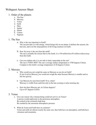 Webquest assignment | PDF