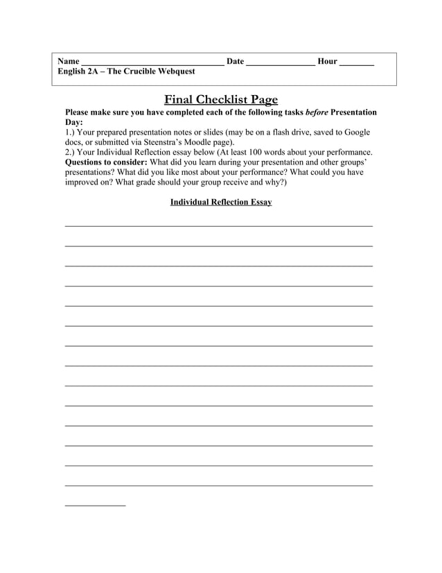 Webquest assignment packet | PDF