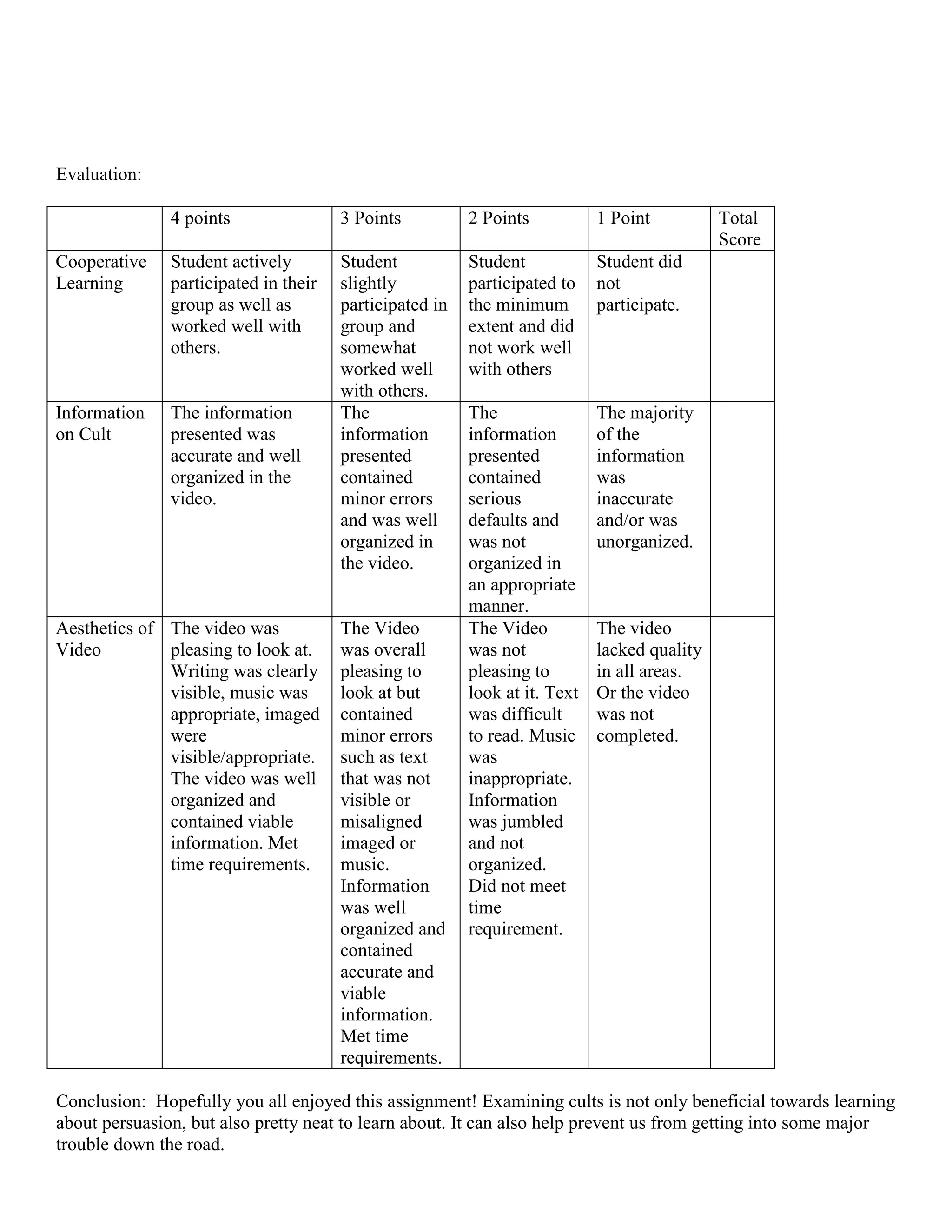 Webquest assignment revised | DOCX