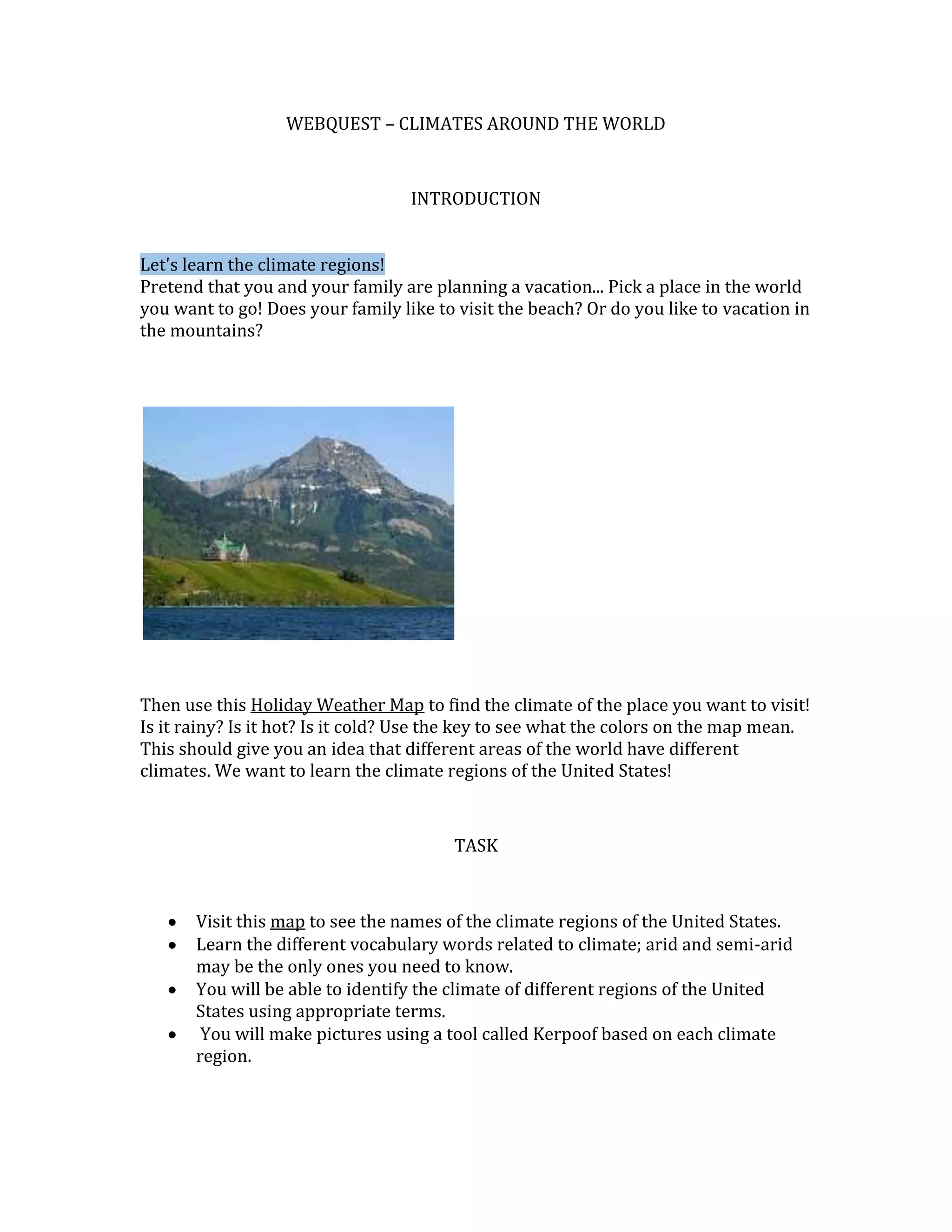 Webquest – climates around the world | PDF