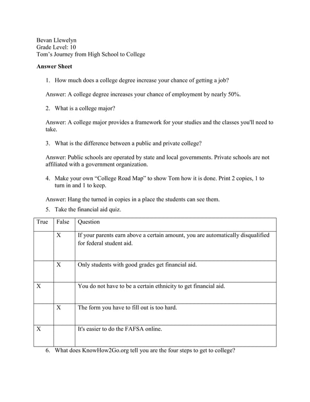 Webquest college answer sheet | PDF
