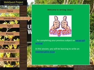 WebQuest: Using multimedia to teach argumentative essays | PPTX