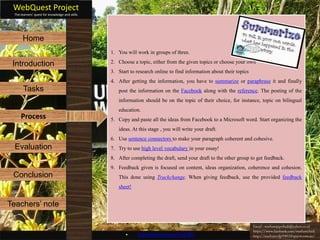 WebQuest: Using multimedia to teach argumentative essays | PPT
