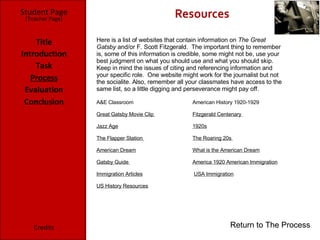 331 Webquest: The Great Gatsby | PPT