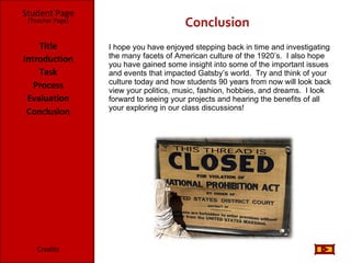 331 Webquest: The Great Gatsby | PPT