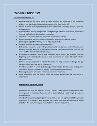 Web quest in education | DOCX