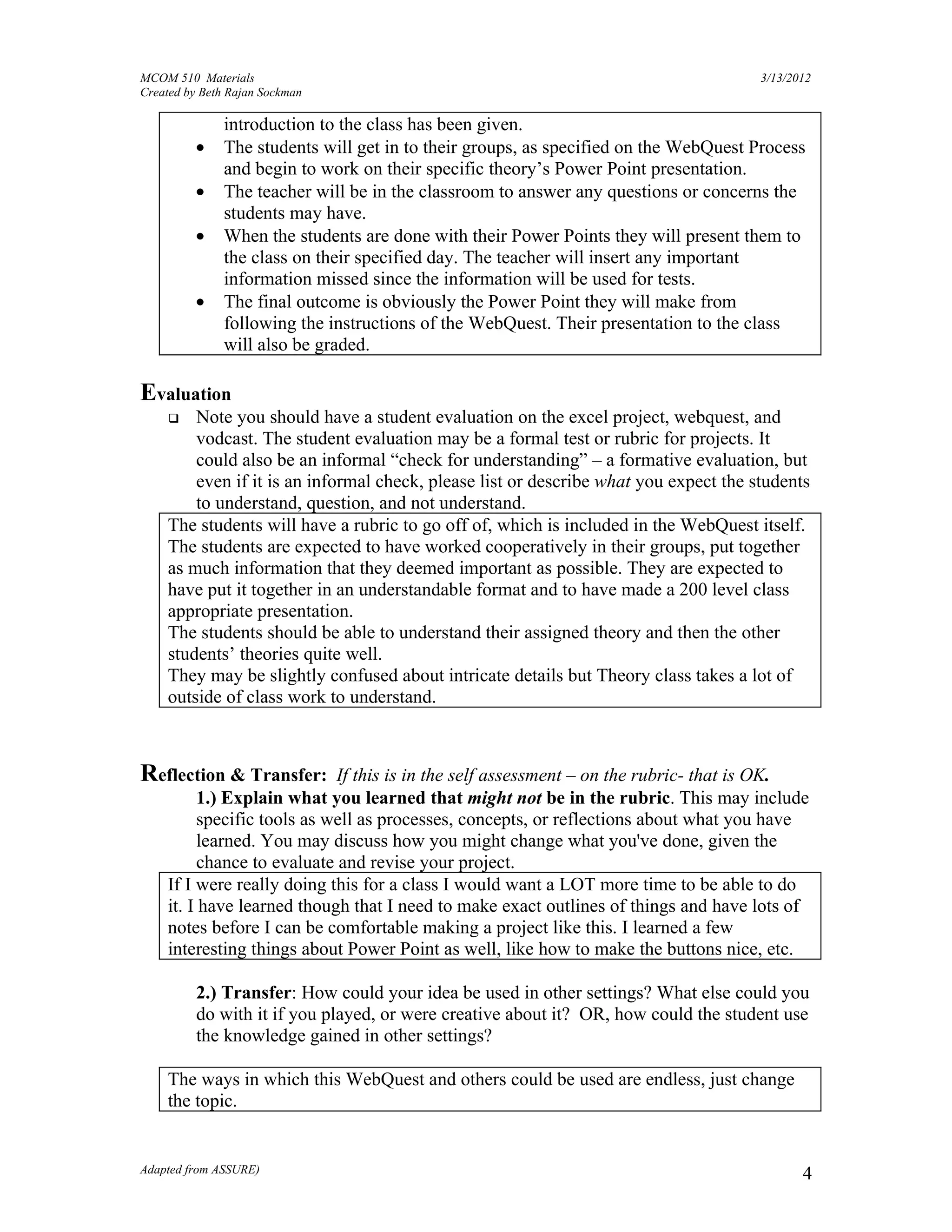 WebQuest Lesson Plan | DOC