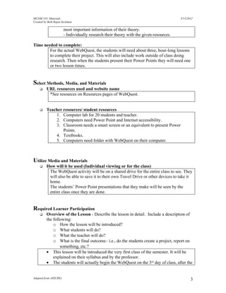 WebQuest Lesson Plan | DOC