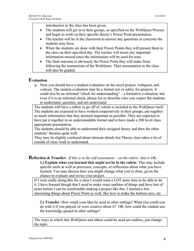 WebQuest Lesson Plan | DOC