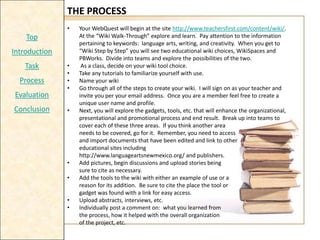 WebQuest Lesson Plans For Wiki Projects | PPTX