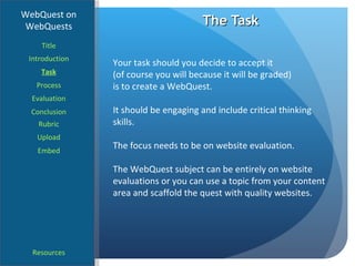 WebQuest on WebQuests for Educators | PPT