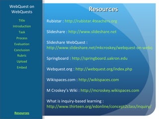 Webquest on webquests for ed | PPT
