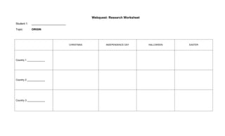 Webquest celebrations research worksheet | PDF