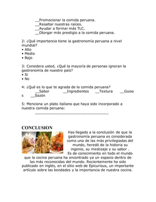Webquest sobre la gastronomia peruana | DOCX