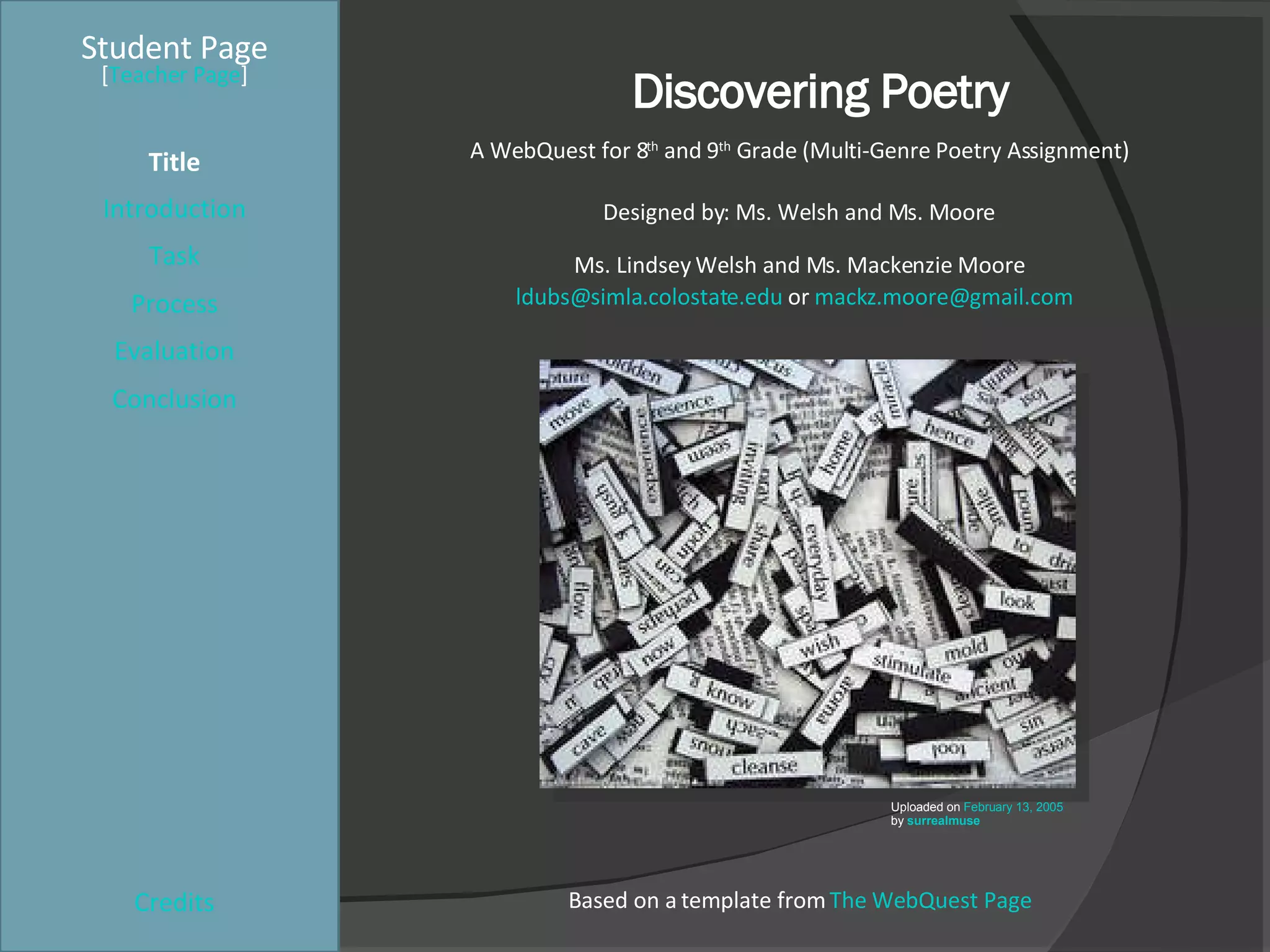 Multi-Genre Poetry Webquest | PPT