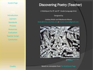 Multigenre Poetry Webquest Assignment | PPT | Educational Assessment ...