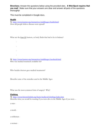 Webquest the middle_ages_2015 | DOC