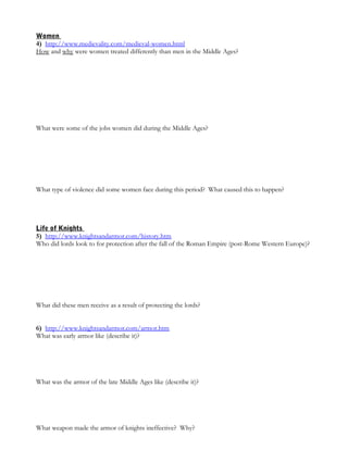Webquest the middle_ages_2015 | DOC