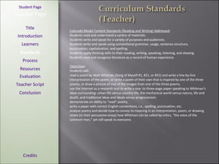 Walt Whitman WebQuest | PPT