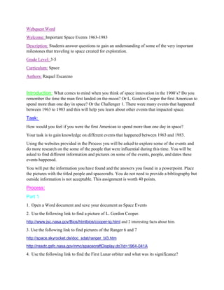 Web quest word document | DOC