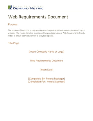Web Requirements Document | PDF