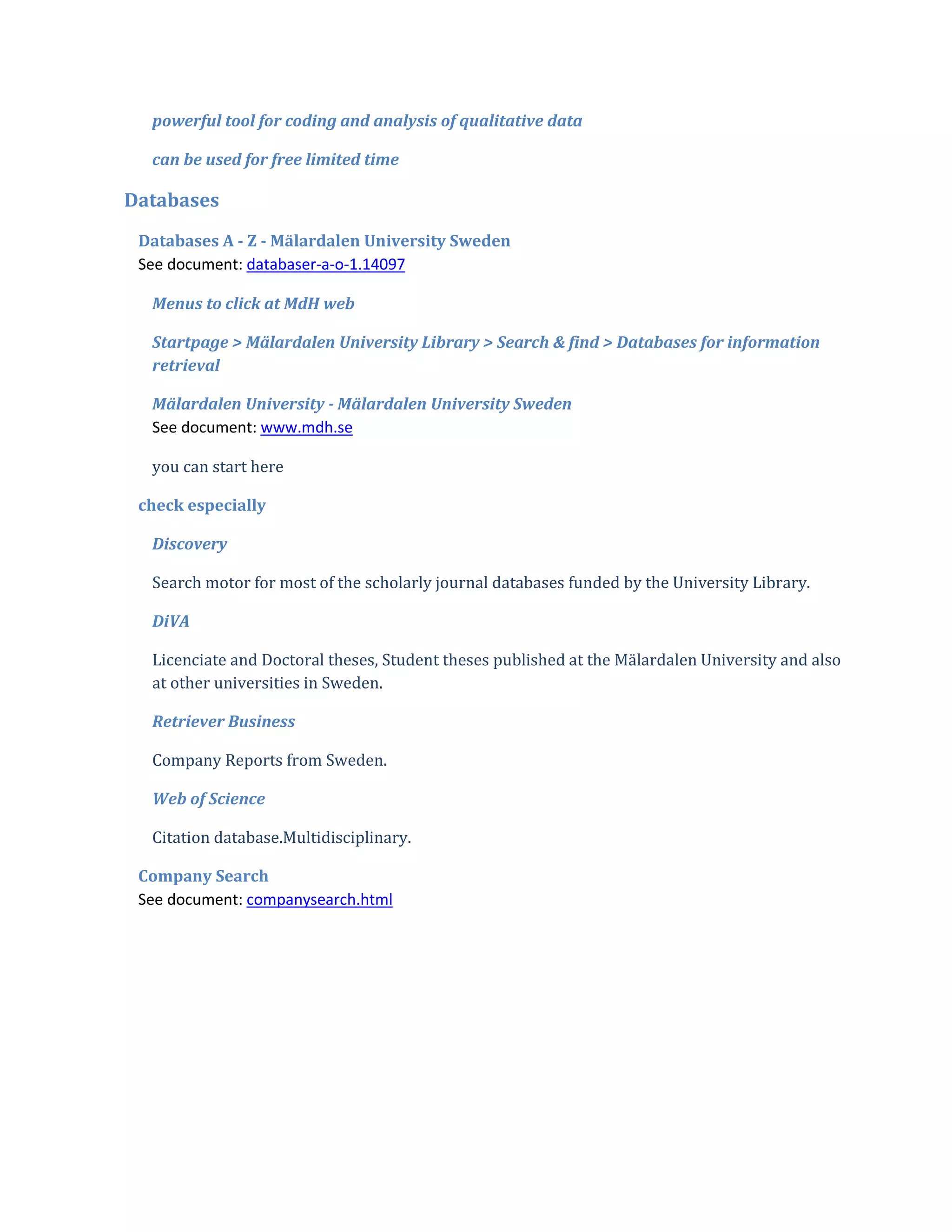 Web resources for thesis work | DOCX | Databases | Computer Software ...