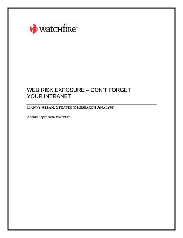 Web Risk Exposure Intranet | PPT