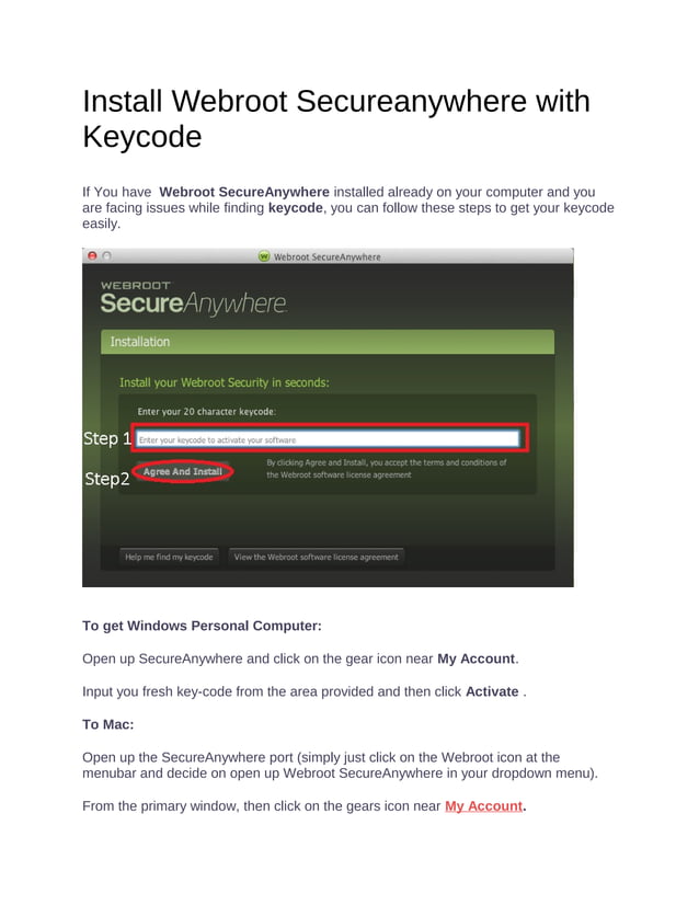 Install Webroot secureanywhere with keycode | PDF